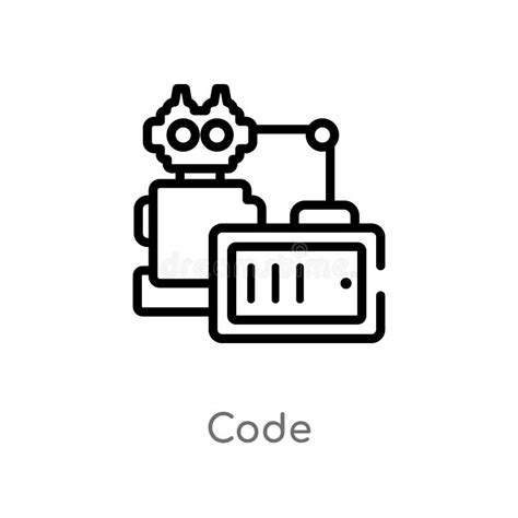 Outline Code Vector Icon Isolated Black Simple Line Element Illustration From Artificial