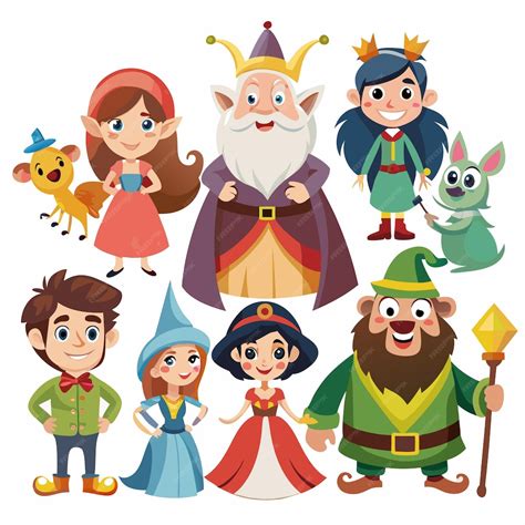 Conjunto De Personajes De Cuentos De Hadas De Dibujos Animados Vector