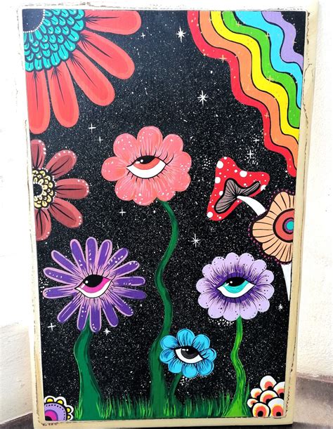 Pin By Rebeca Zavala On My Art Hippie Painting Diy Canvas Art