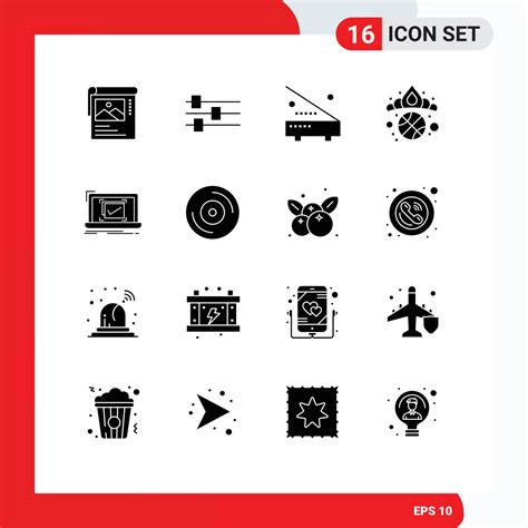 16 Thematic Vector Solid Glyphs And Editable Symbols Of Monitoring