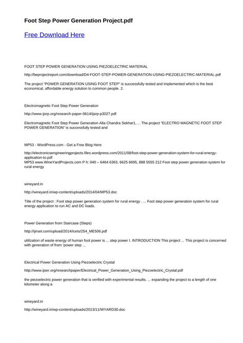 Pdf Foot Step Power Generation Project · Pdf Filefoot Step Power