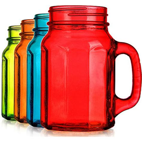 Palais Glassware Mason Jar Tumbler Mug With Handle 17 Ounces Set Of