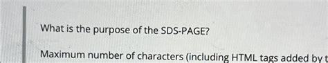 Solved What Is The Purpose Of The SDS PAGE Maximum Number Of Chegg Com