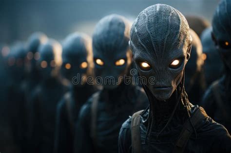 Alien Army From Mars Martian Extraterrestrial Life Concept With A Copy Space Stock