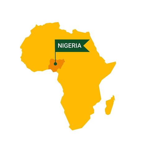 Nigeria On An Africa S Map With Word Nigeria On A Flag Shaped Marker