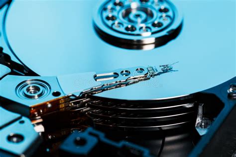 Disassembled Hard Drive From The Computer Hdd With Mirror Effect Opened Hard Drive From The