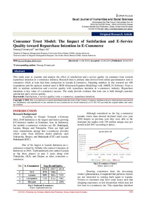 Pdf Consumer Trust Model The Impact Of Satisfaction And E Service