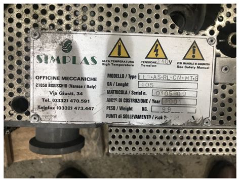 405mm Wide Simplas Flex Lip Die Model Ll As Rl Cn Mtg 2001