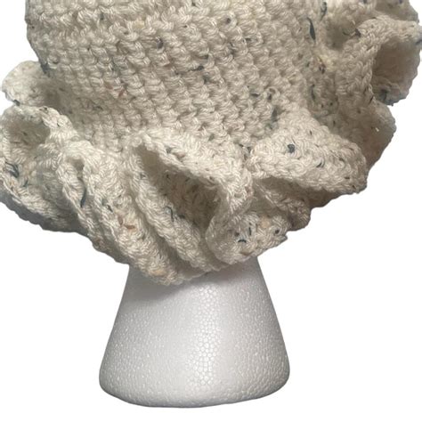 White Peddle🤍 Crochet Ruffle Hat 🧶 Crochethat Depop