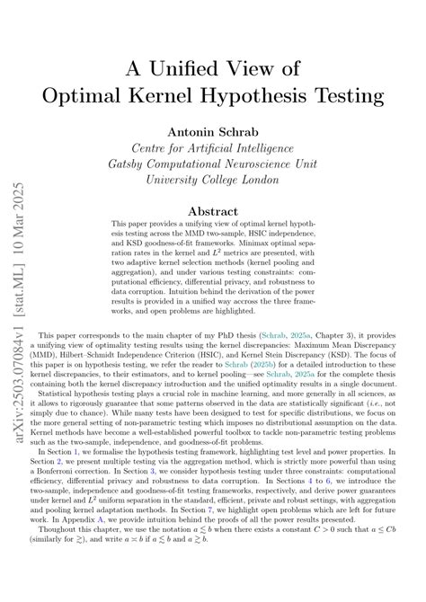 Pdf A Unified View Of Optimal Kernel Hypothesis Testing