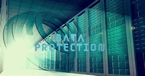 Image Of Global Data Network And Loading Rings Over Server Room Stock