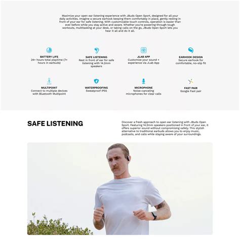 Jlab Jbuds Open Sport Air Conduction Wireless Earbuds Safra Rack