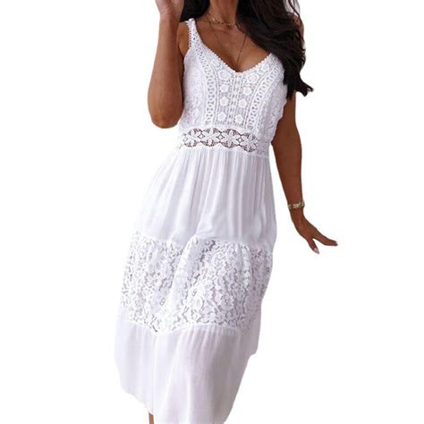 Elegantes Weißes Strandkleid Sonnenlit