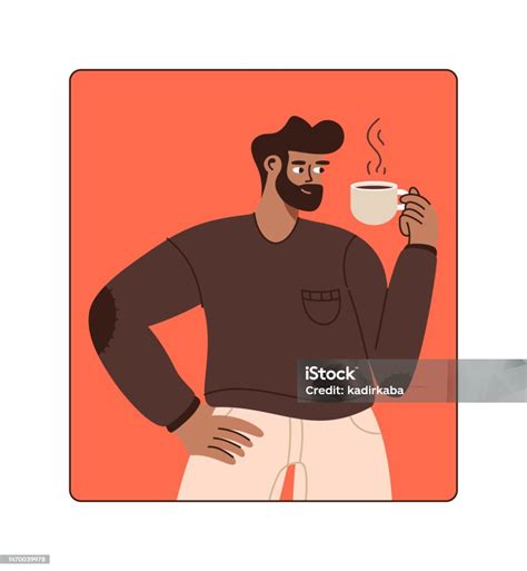 커피 커피 문화 바리스타 마끼아또 라떼 필터 커피 에스프레소를 마시는 청년의 벡터 그림 커피 마실 것에 대한 스톡 벡터 아트 및