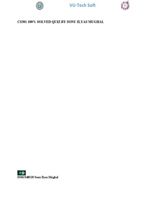 cs301 100 solved quiz pdf
