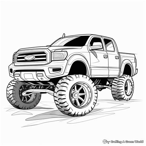 Printable Lifted Truck Coloring Page