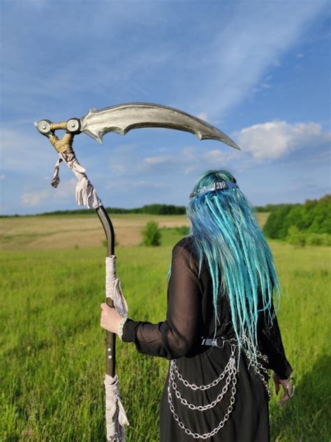 New Grim Reaper Costume Accessory Bone Scythe Sickle