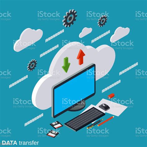 Data Transfer Cloud Computing Vector Concept Stock Illustration
