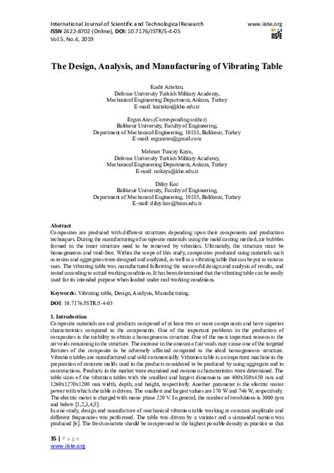 Pdf The Design Analysis And Manufacturing Of Vibrating Table