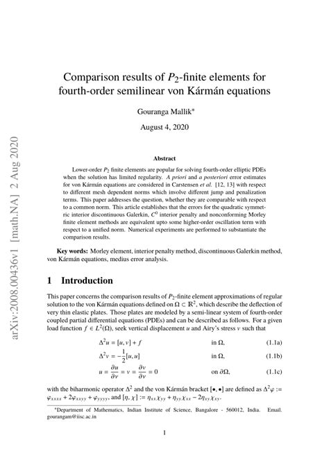Pdf Comparison Results Of P 2 Finite Elements For Fourth Order