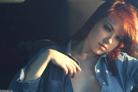 1728x1152 Redhead Open Shirt Depth Of Field Women Elizabeth Marxs
