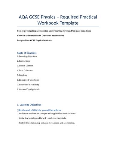 Acceleration Physics Practical Aqa Gcse Teaching Resources