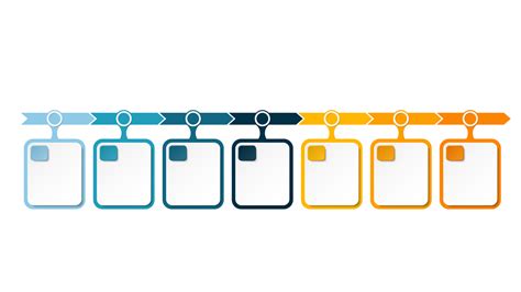 Horizontal Timeline Or Flowchart With Seven Square Elements And Space For Data 24063139 Png
