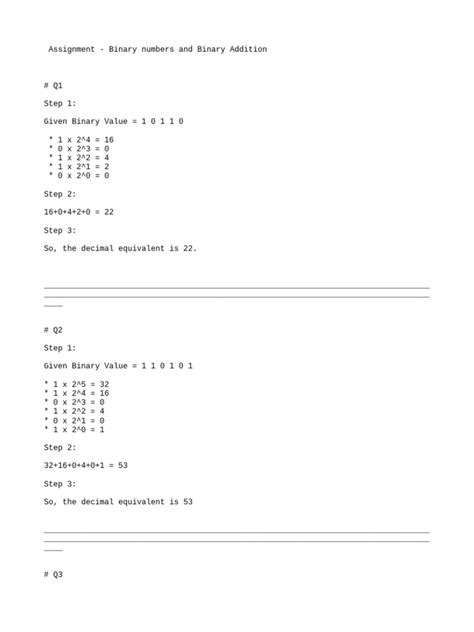 Assignment Binary Numbers And Bin Pdf