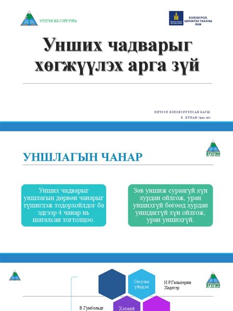Унших чадварыг хөгжүүлэх арга зүй Pdf