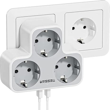 Tessan Ladron Enchufes Plano Modernos Triple Enchufe Multiples Con 2