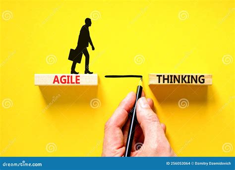 Agile Thinking Symbol Concept Words Agile Thinking On Wooden Blocks Beautiful Yellow Table