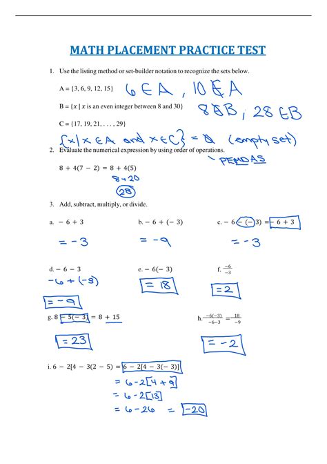 Math Placement Test Math Placement Stuvia Us