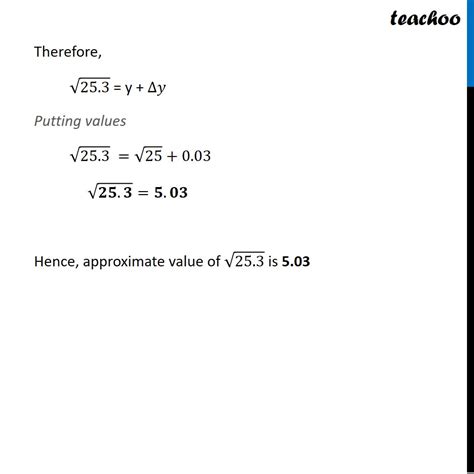Question 1 I Find Approximate Value Of √25 3 Using Differentials