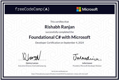 rishabh ranjan on linkedin learning development certification csharp microsoft freecodecamp