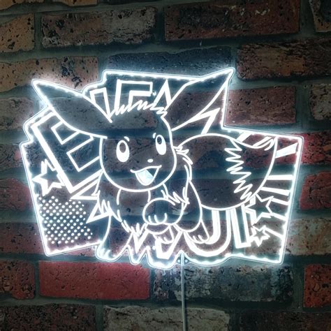 pokemon eevee dynamic rgb edge lit led sign proledsign