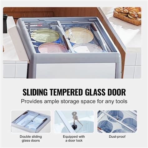 Vevor Commercial Ice Cream Display Case 5 6 Cu Ft Chest Freezer Mobile