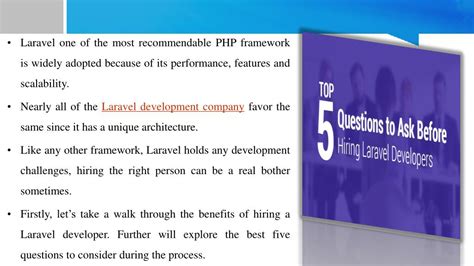 Ppt Top Five Questions To Ask Before Hiring Laravel Developers