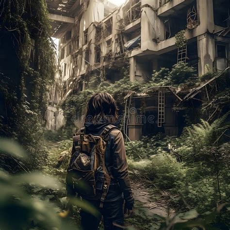 Ai Generated Illustration Of A Female Explorer Standing In The Center