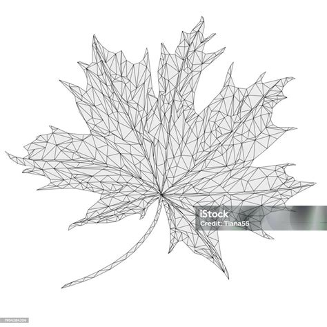 Autumnal Leaf Maple Outline Lowpolygon Mosaic Kaleidoscope Vector