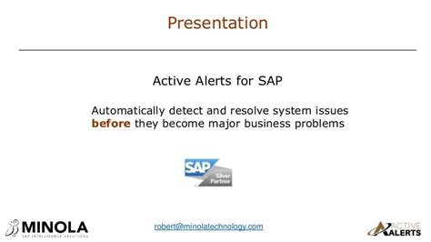 Active Alerts Early Warning On Issues In Sap