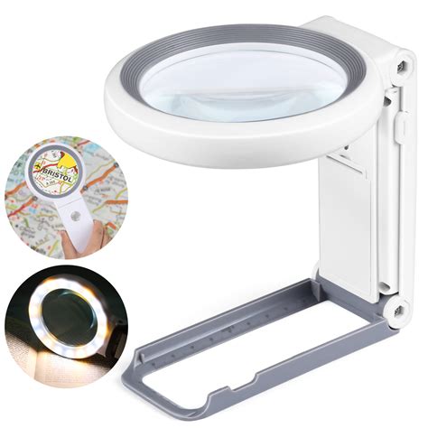 Buy 30x 10x Magnifying Glass With Light And Stand Foldable Handheld