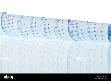 The Calculation Strip Of A Pocket Calculator On A White Background Symbol Photo For Controlling