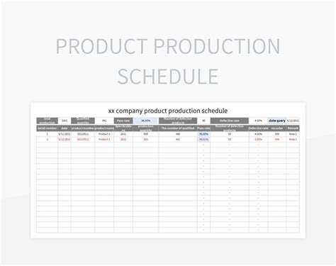 Product Production Schedule Excel Template And Google Sheets File For ...