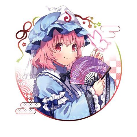 Kapuchii Saigyouji Yuyuko Touhou Black Neckwear Commentary Request Highres Girl Arm Up