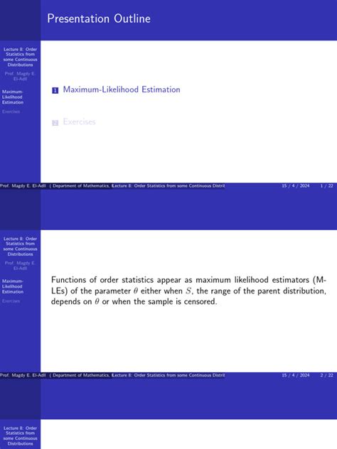 Order Statistics Lecture 8 Pdf Estimation Theory Estimator