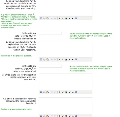 Solved ALL DATA FROM PART 1 Reaction 1 Time To Colour Chegg Com