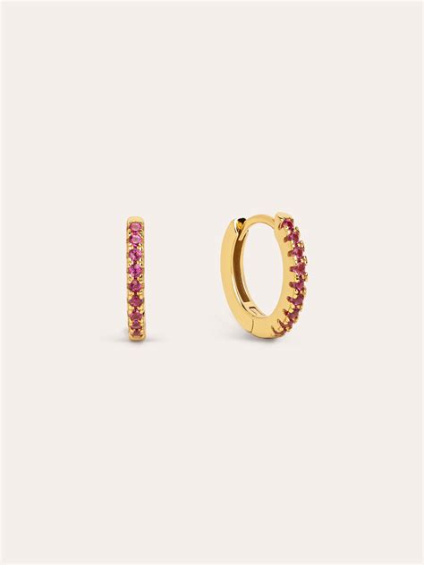 Raspberry Gold Hoop Earrings Singularu