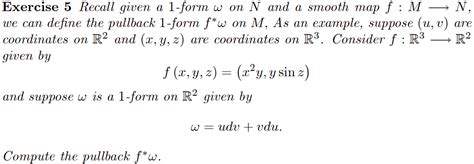 solved exercise 5 recall given a 1 form ω on n and a smooth
