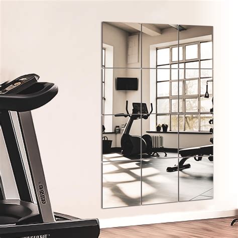 Home Gym Mirror Tiles For Wall 14x12x12pcs Full Length Home Gym Workout Mirror For Garage