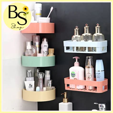 Bsshop ชั้นวางของติดผนังอเนกประสงค์ ชั้นวางของในห้องครัว ชั้นวางของในห้องน้ำ ไม่ต้องเจาะผนัง